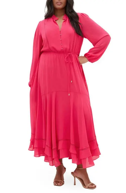 City Chic Yasmin Maxi Dress - Lipstick