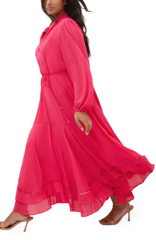 City Chic Yasmin Maxi Dress - Lipstick