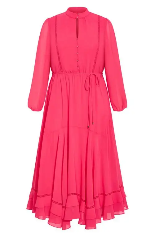 City Chic Yasmin Maxi Dress - Lipstick
