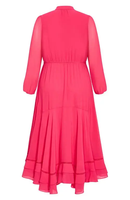 City Chic Yasmin Maxi Dress - Lipstick