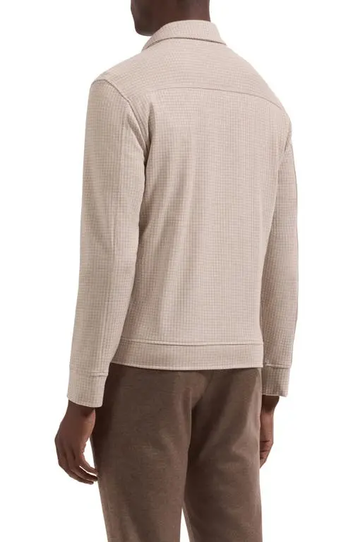 Bugatchi Houndstooth Full Zip Blouson Jacket - Cobblestone