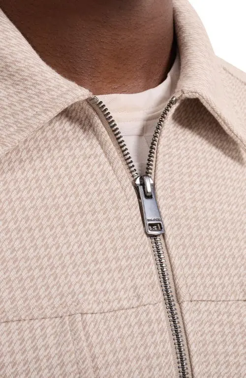 Bugatchi Houndstooth Full Zip Blouson Jacket - Cobblestone