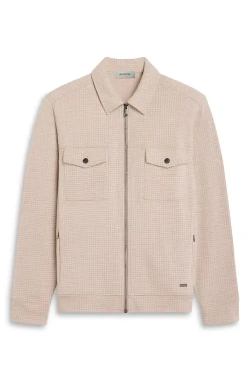 Bugatchi Houndstooth Full Zip Blouson Jacket - Cobblestone