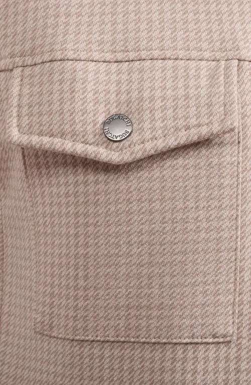 Bugatchi Houndstooth Full-zip Blouson Jacket - Cobblestone