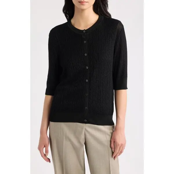 BOSS Fialora Crewneck Cardigan - Black
