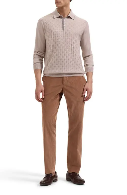 Bugatchi Silk & Merino Wool Polo Sweater - Cashmere