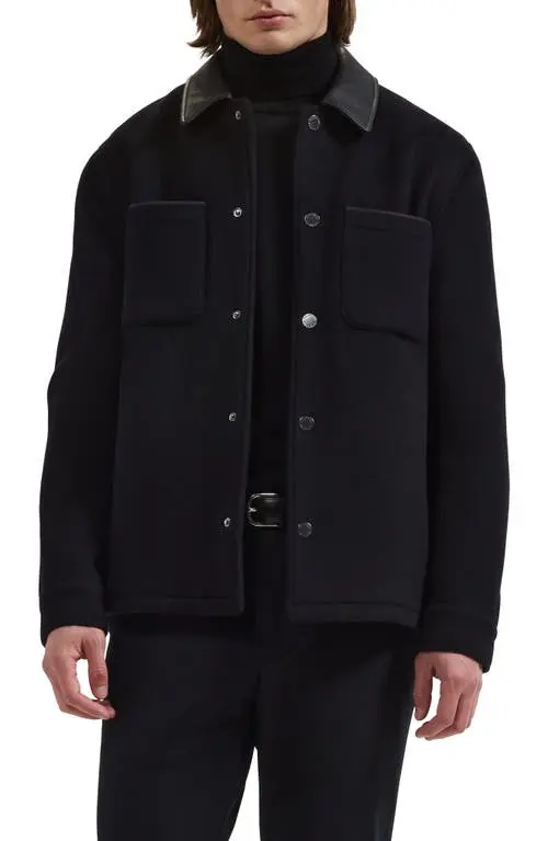 Bugatchi Wool & Cashmere Hybrid Shirt Jacket - Black