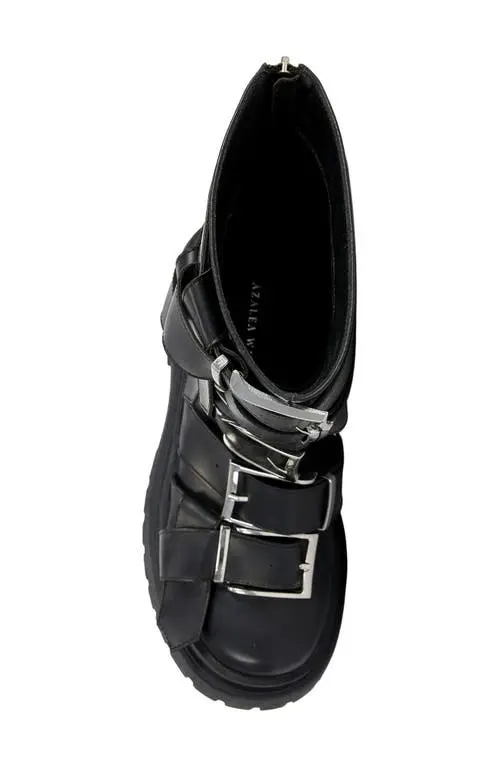 AZALEA WANG Alcetasa Faux Leather Buckle Boot