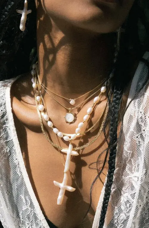 CHILD OF WILD Keishi Pearl Drop Necklace - Gold