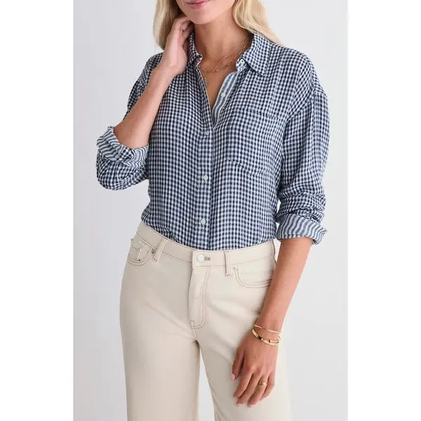 Vineyard Vines Birdie Gingham Cotton Button Down Shirt - Ginghamnavy/white