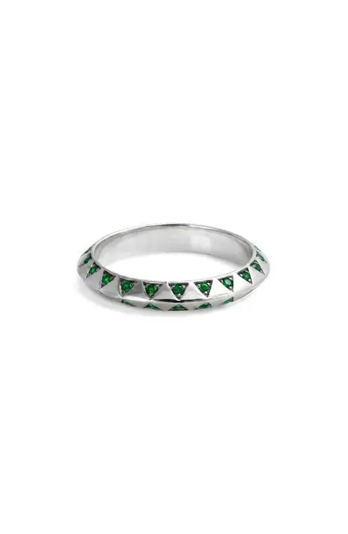 AWE INSPIRED Aura Sterling Silver Green Tourmaline Band Ring