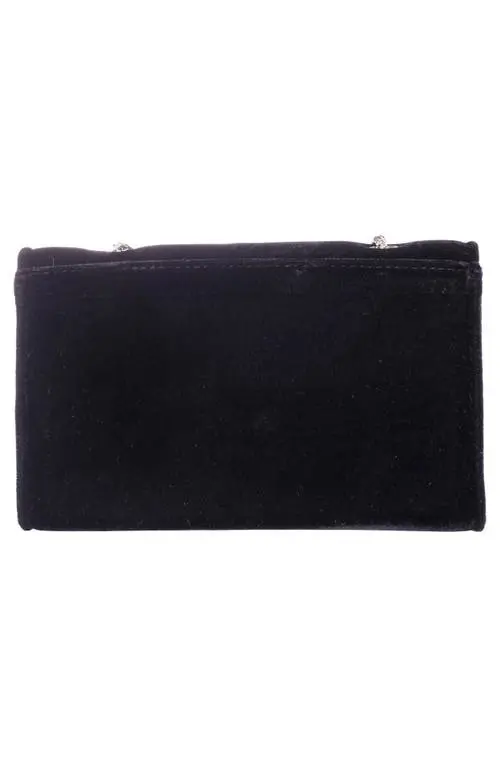 Nina Navi Crystal Brooch Velvet Clutch
