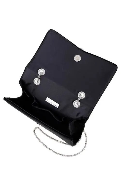 Nina Navi Crystal Brooch Velvet Clutch