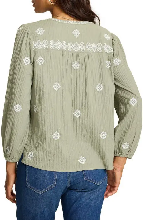 Tommy Bahama Embroidered Gauze Cotton Blend Top