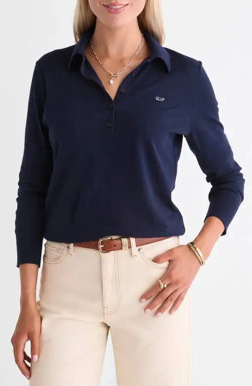 Vineyard Vines Cotton And Cashmere Polo Sweater - Nautical Navy