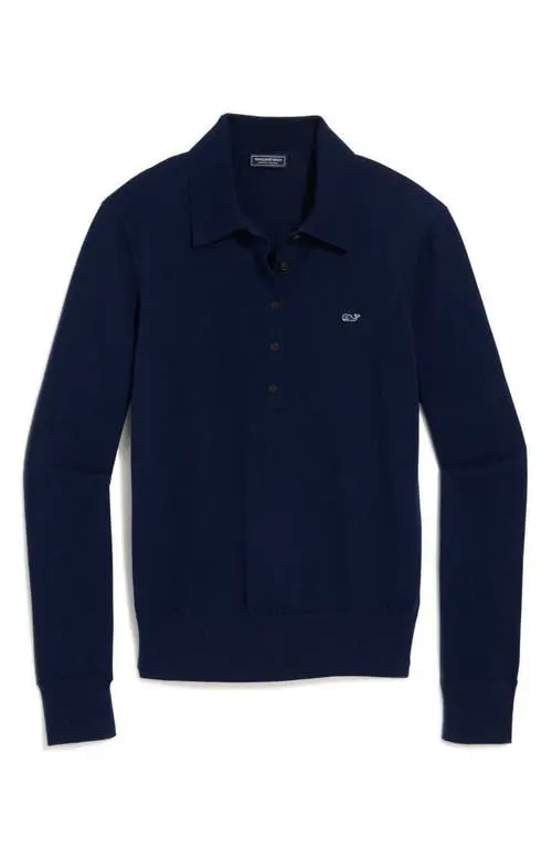 Vineyard Vines Cotton And Cashmere Polo Sweater - Nautical Navy