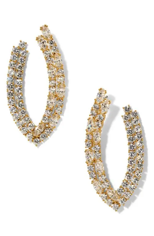 Nadri Twinnie Front To Back Hoop Earrings With Cubic Zirconia - Gold