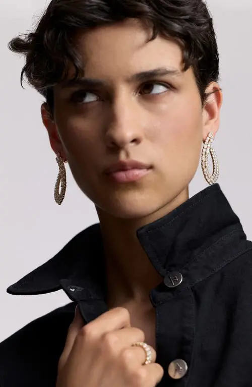 Nadri Twinnie Front To Back Hoop Earrings With Cubic Zirconia - Gold