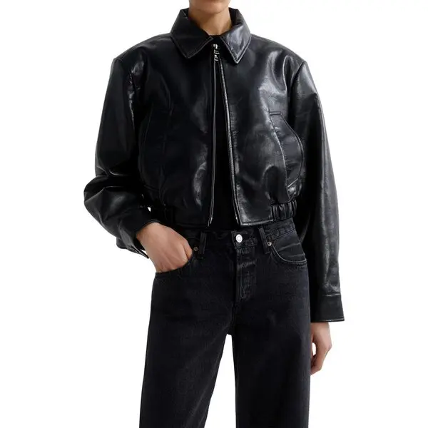 AGOLDE Nahla Cropped Recycled Leather Blend Jacket