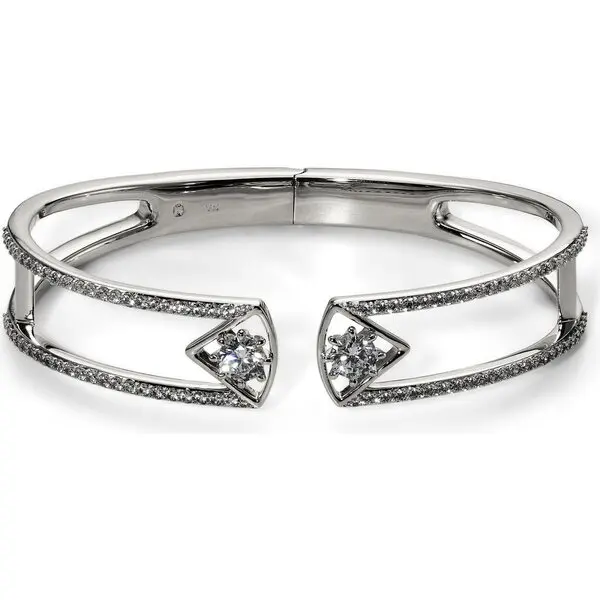 Nadri Celine Wide Hinge Cuff - Rhodium