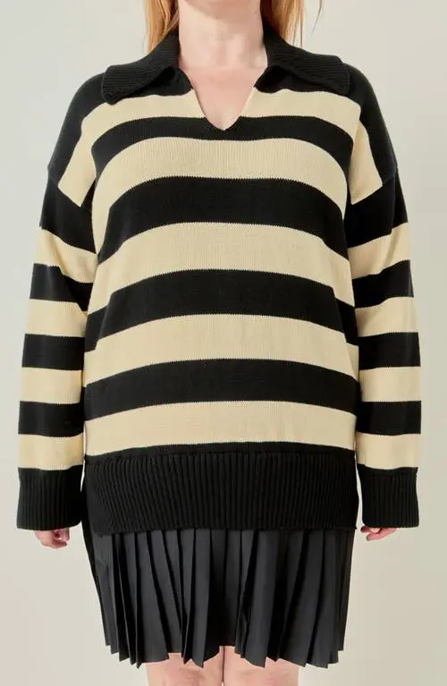 English Factory Mixed Media Striped Pleated Minidress