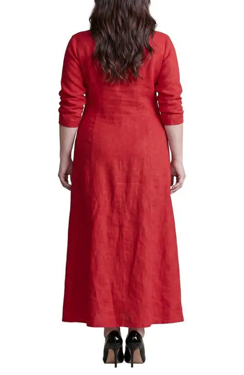 STANDARDS & PRACTICES Button Front Slit Maxi Dress