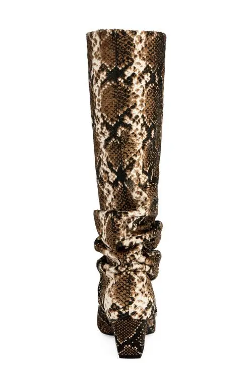 AZALEA WANG Francoise Knee High Slouch Leather Boot - Brown Multi