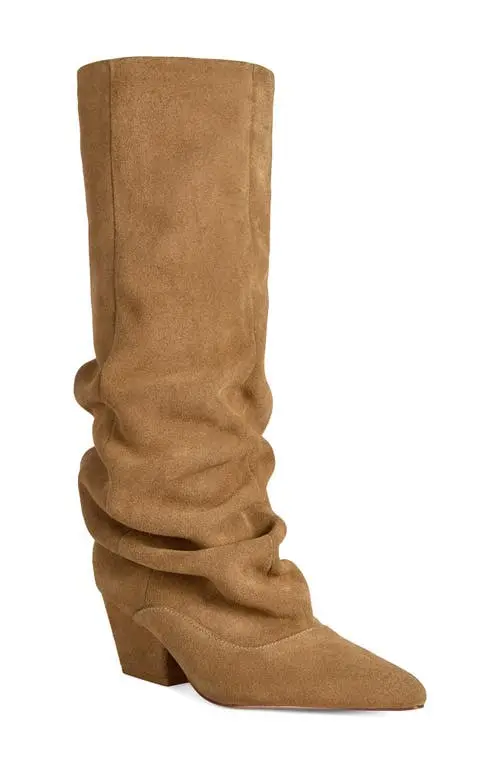 AZALEA WANG Francoise Knee High Slouch Leather Boot - Camel