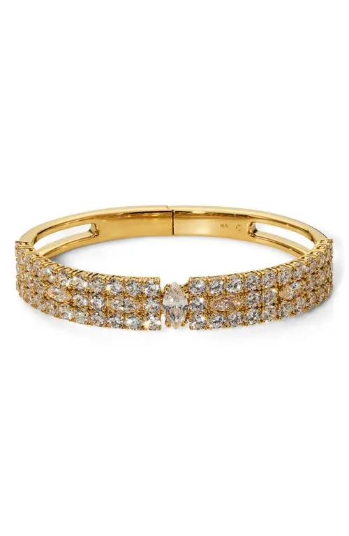 Nadri Twinnie Triple Row Hinge Bangle - Gold
