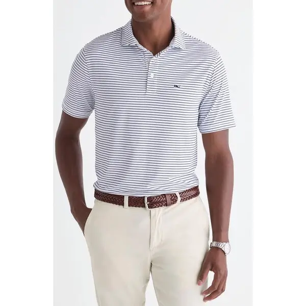 Vineyard Vines Air Tech Mesh Performance Polo - White Cap/navy