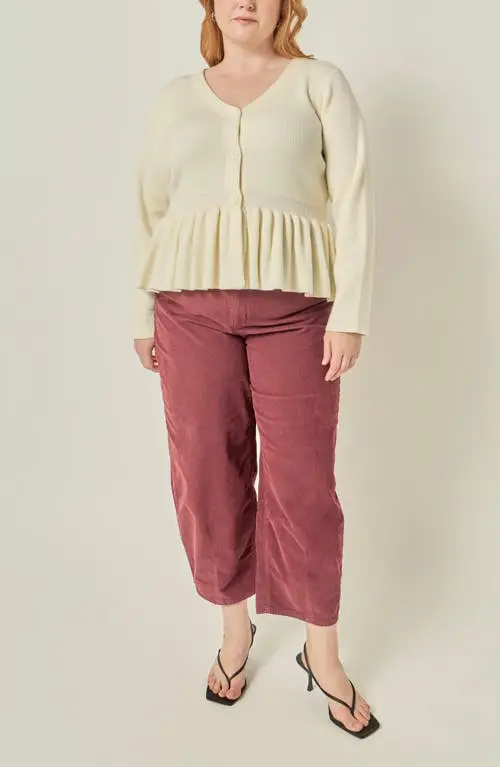 English Factory Peplum Ribbed Knit Cardigan