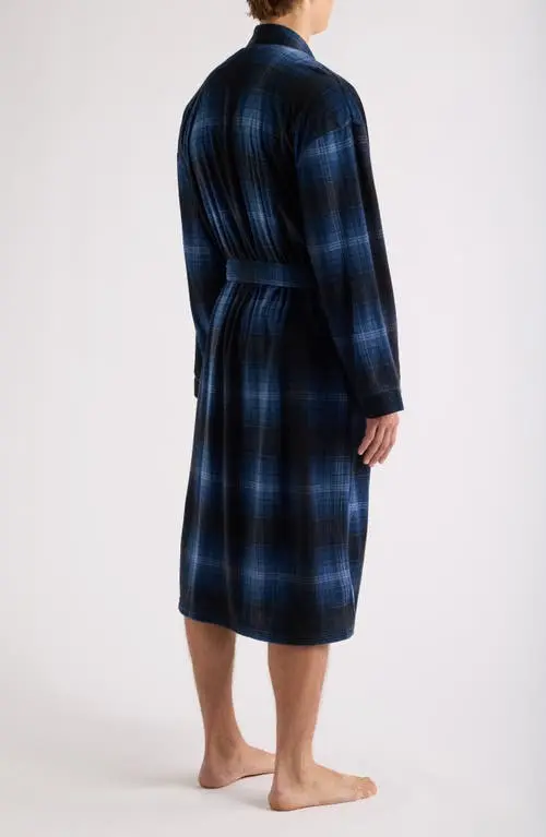 Majestic International Textured Microfleece Kimono Robe - Blue
