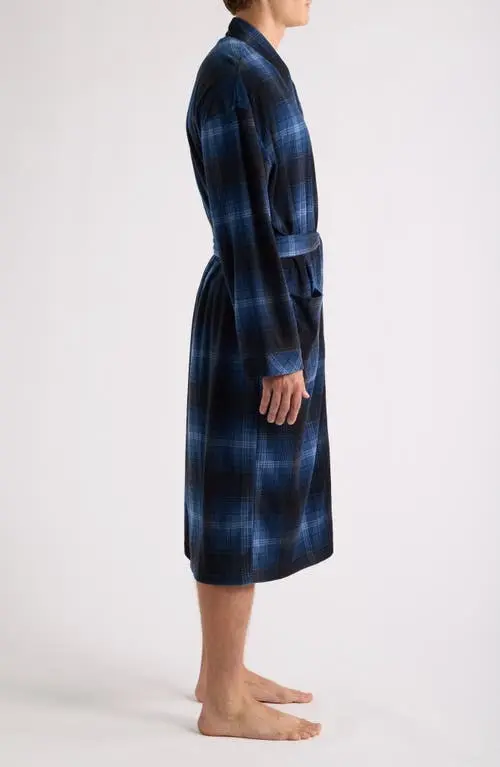 Majestic International Textured Microfleece Kimono Robe - Blue
