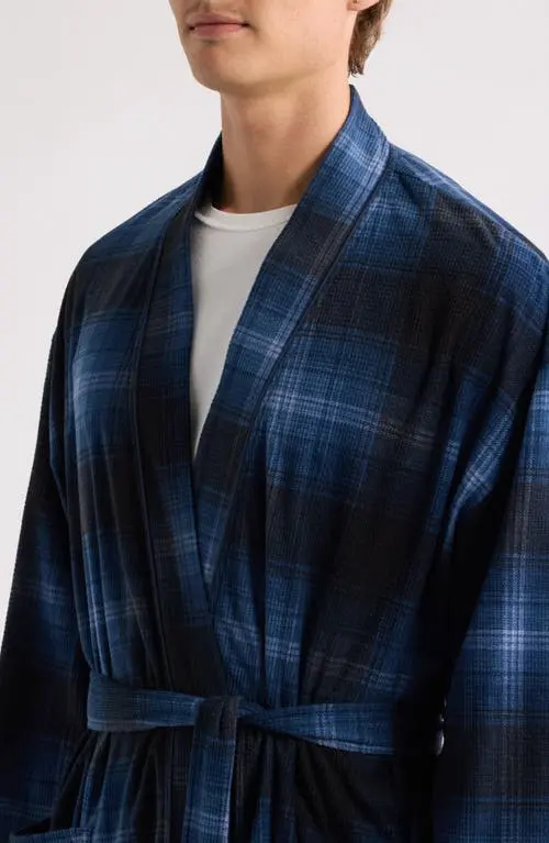 Majestic International Textured Microfleece Kimono Robe - Blue