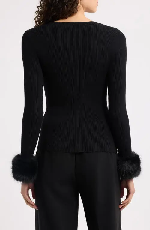 Elie Tahari The Savannah Faux Fur Cuff Sweater
