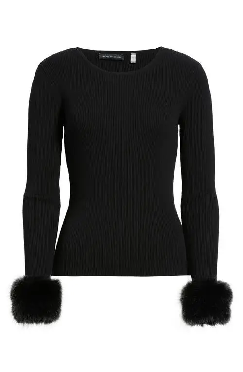 Elie Tahari The Savannah Faux Fur Cuff Sweater