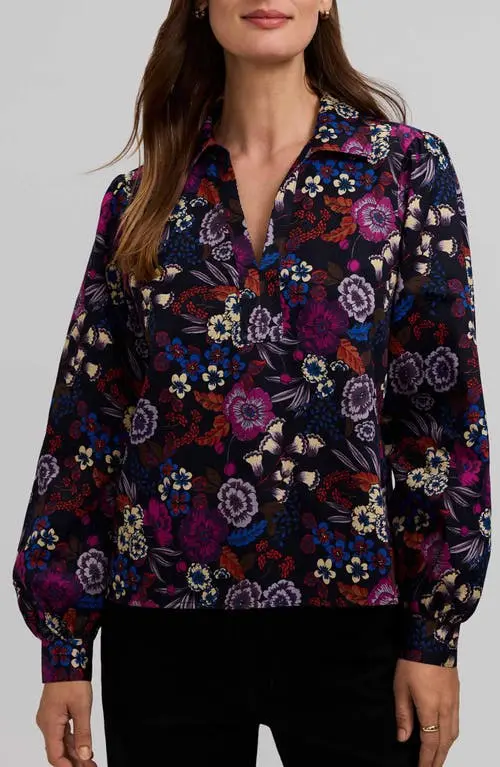 Foxcroft Alix Long Sleeve Autumn Floral Poplin Top