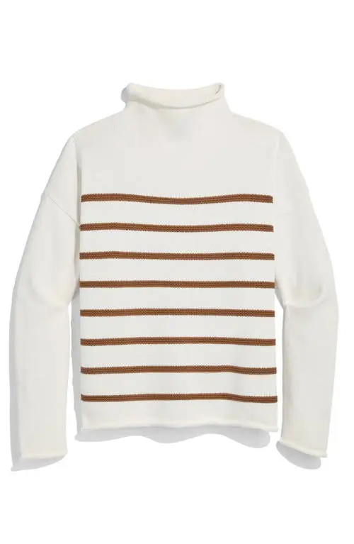 Vineyard Vines Striped Mock Neck Sweater - Marshmallow/coconut