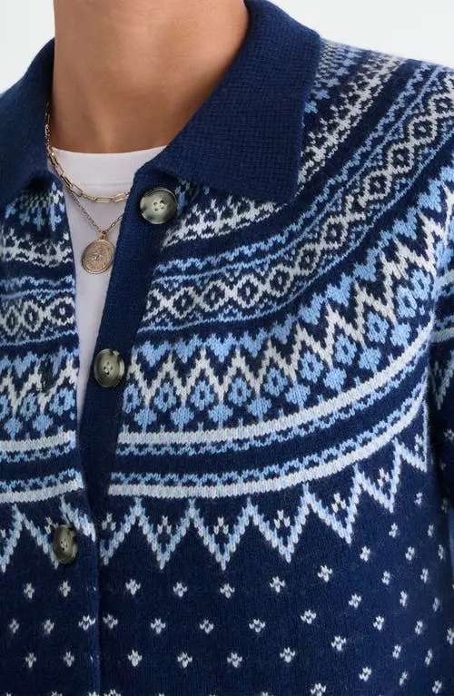 Vineyard Vines Fair Isle Polo Cardigan - Nautical Navy