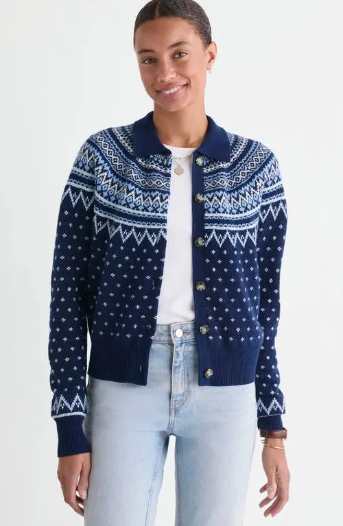 Vineyard Vines Fair Isle Polo Cardigan - Nautical Navy