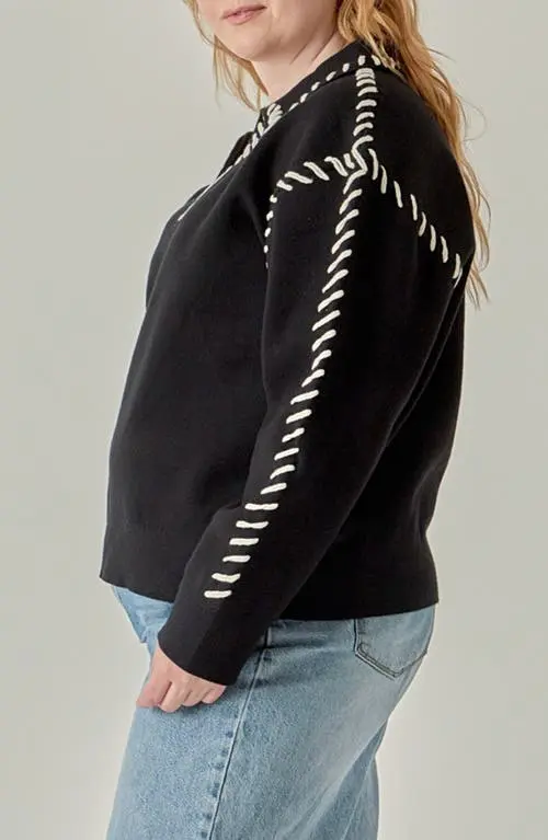 English Factory Blanket Stitch Detail Knit Top