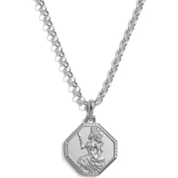 AWE INSPIRED Oshun Goddess Pendant Necklace - Metallic Silver