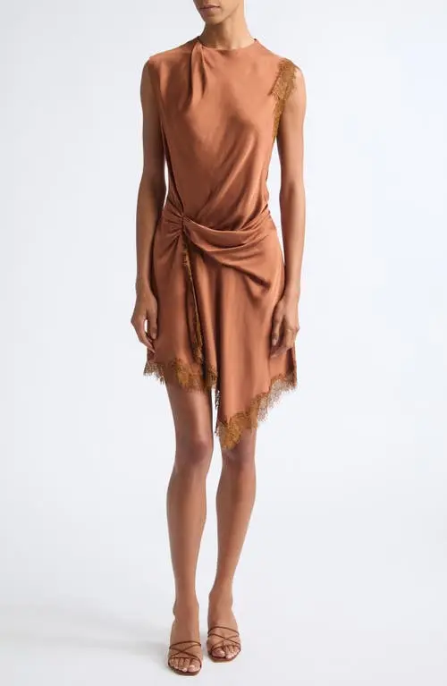 A.L.C. Dion Lace-trimmed Satin Sleeveless Dress - Light Chestnut/light Chestnut