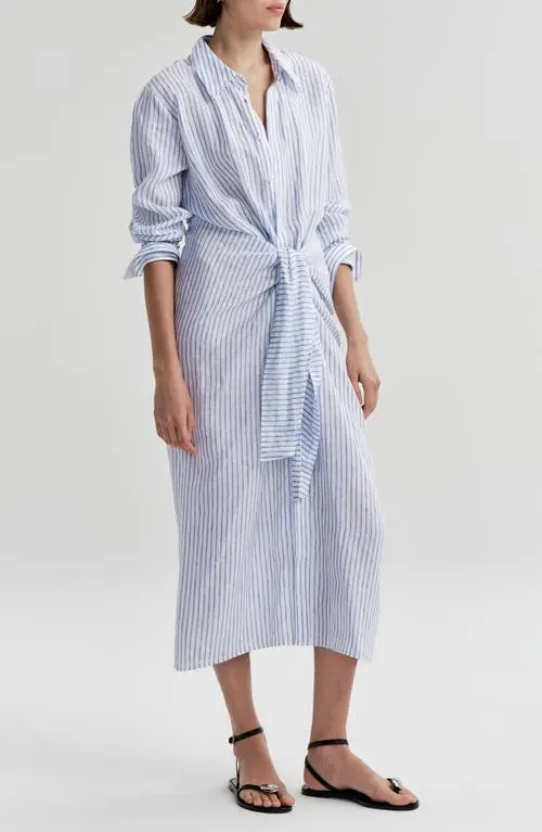 A.L.C. Mila Striped Linen Midi Shirtdress