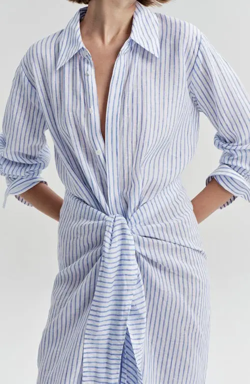 A.L.C. Mila Striped Linen Midi Shirtdress