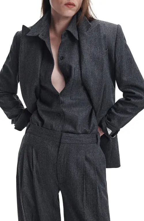 Rag & Bone Lawrence Wide Leg Wool Blend Tailored Pants