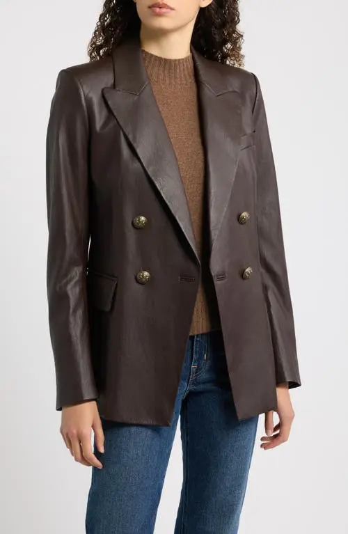 Kobi Halperin Alyson Faux Leather Double Breasted Blazer - Dark Brown