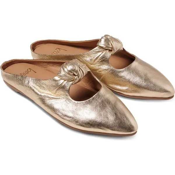 Beek Noddy Leather Flat Mule - Gold