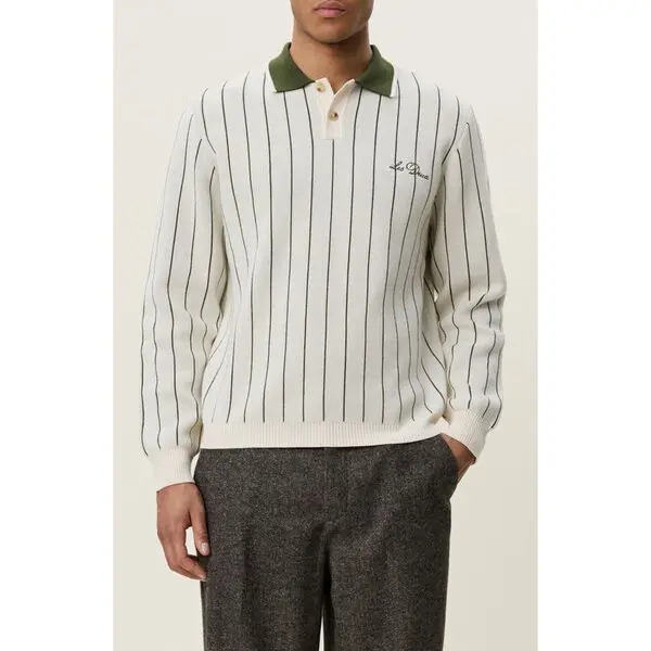 LES DEUX Signature Knitted Long Sleeve Polo - Ivory