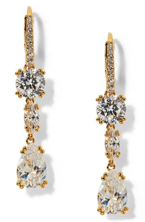 Nadri Twinnie Lever-back Drop Earrings With Cubic Zirconia - Gold
